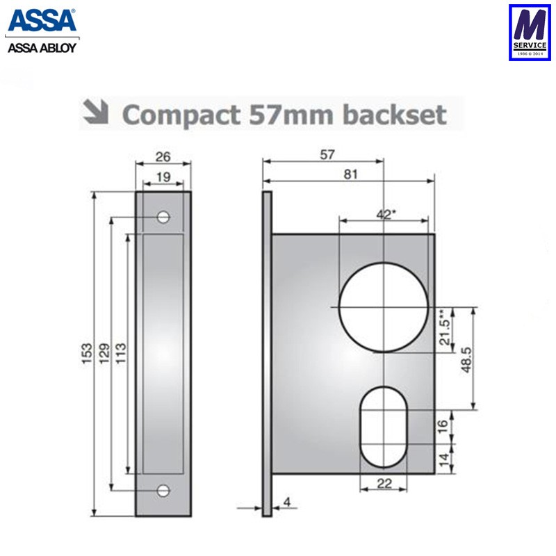 ASSA 3084 Compact Nightlatch with snib lock-back